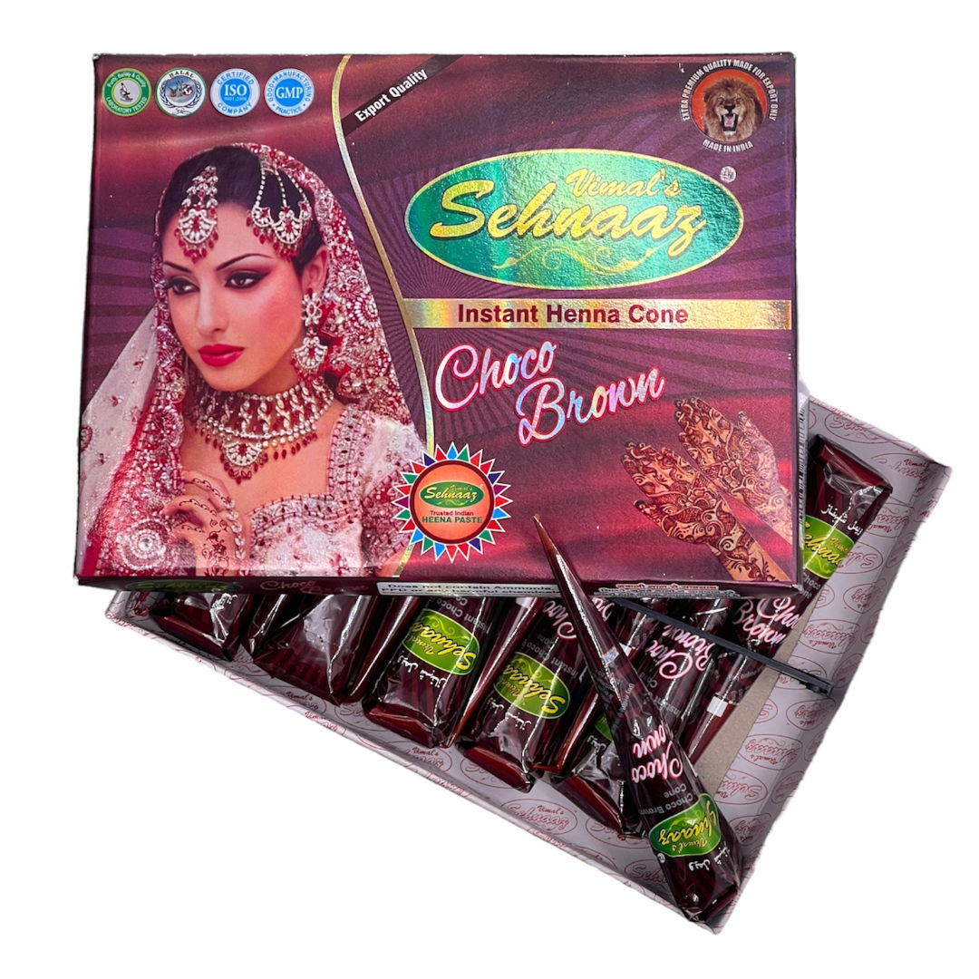 Vimal's Sehnaaz Choco Brown Henna Cone 25g - Yogi Mart - Online Indian ...