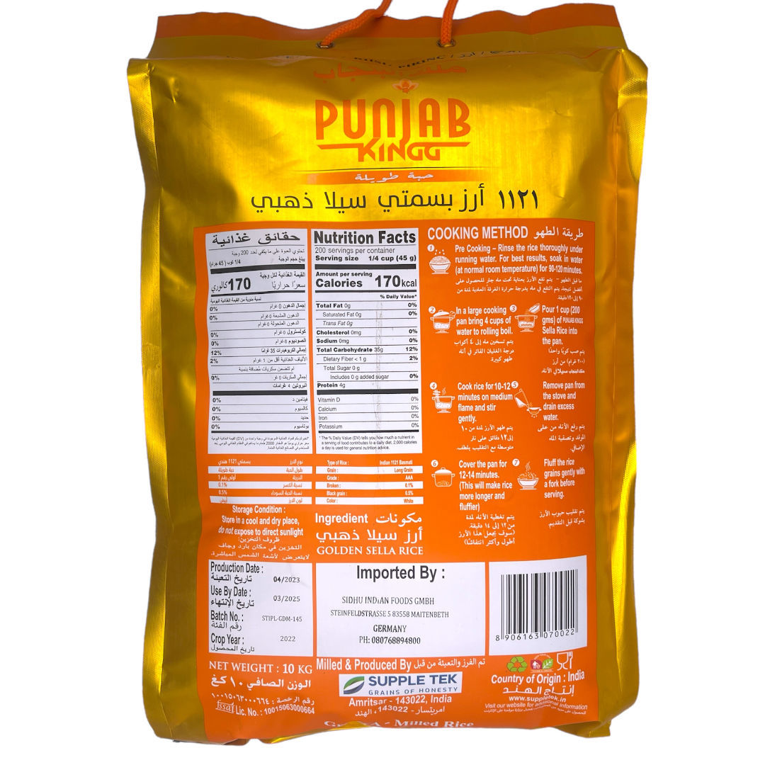 Punjab Kingg Golden Sella Basmati Rice 10kg - Yogi Mart - Online Indian ...