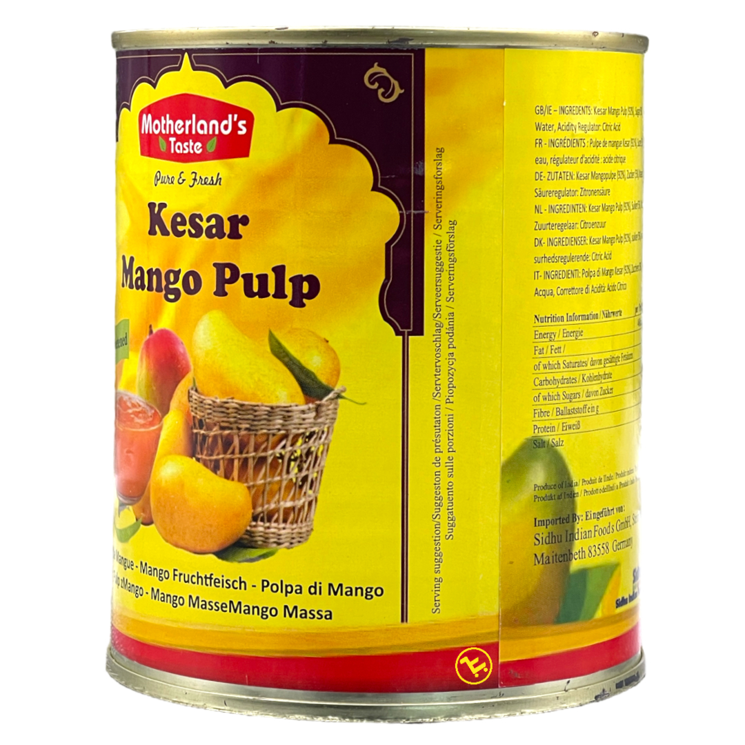 Motherland's Taste Kesar Mango Pulp 850g - Yogi Mart - Online Indian ...