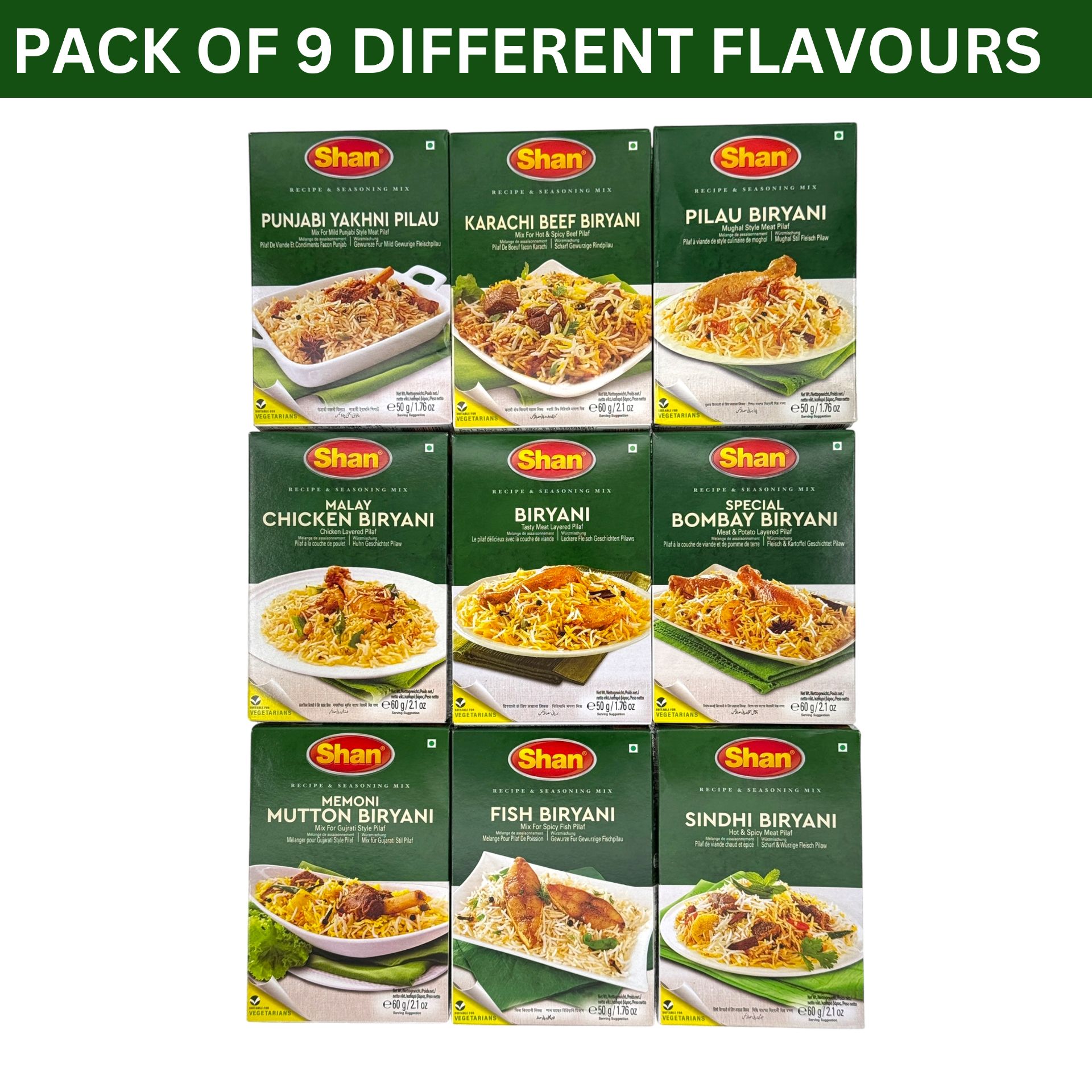 Shan Pack of 9 Biryani Diffrent Flavours - Yogi Mart - Online Indian ...